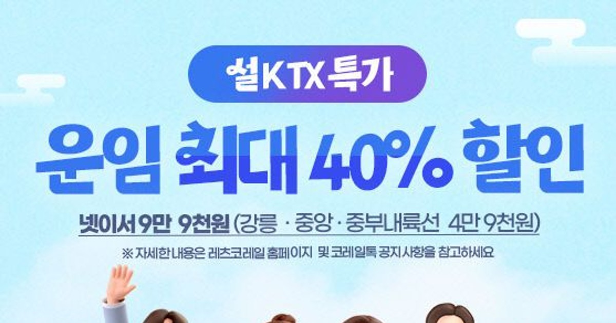 코레일, 설 KTX 최대 40% 할인 특가 상품 내놔